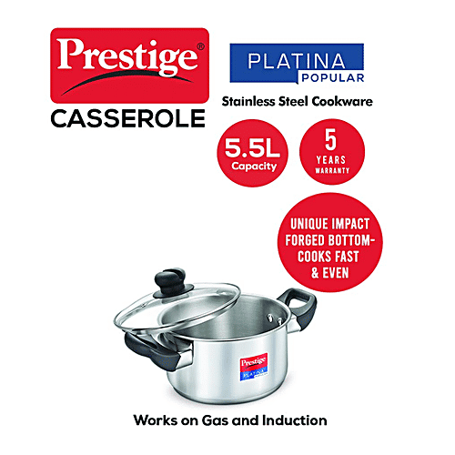 Buy Prestige Casserole - Platina Popular Stainless Steel | 240 mm ...
