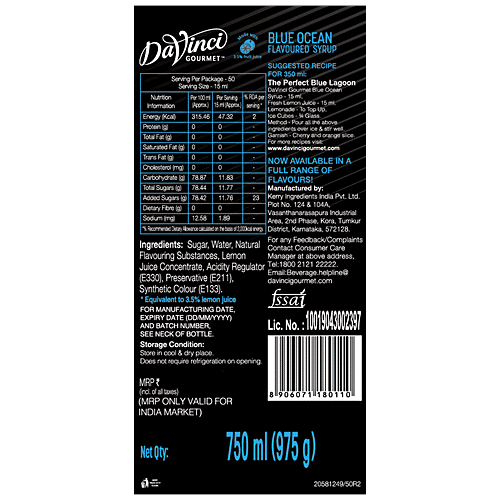 Buy DaVinci Gourmet Blue Ocean Flavoured Syrup - Feel Fresh & Active ...