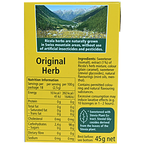 Buy Ricola Swiss Herb Lozenges - Original Herb, Sugar-free, Soothing, Great Taste Online at Best ...