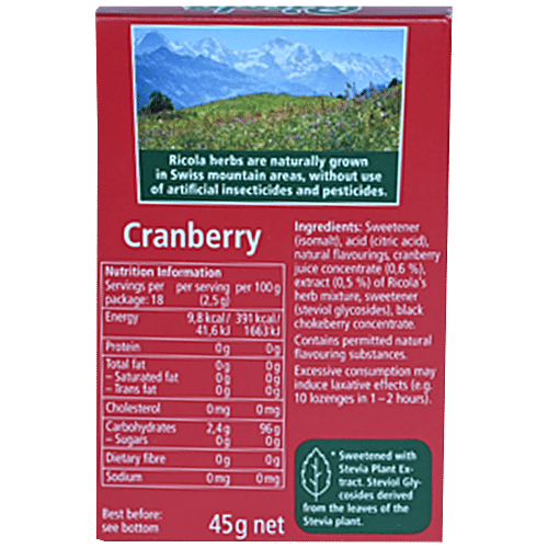Buy Ricola Swiss Herb Lozenges - Cranberry, Sugarfree, Soothing, Great Taste Online at Best ...