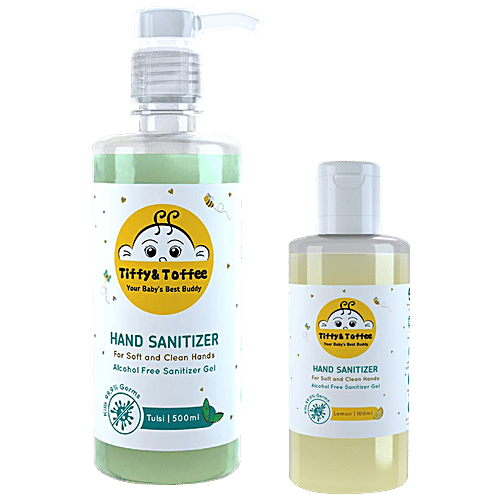 Buy Tiffy & Toffee Hand Sanitiser - Lemon & Tulsi, Alcohol Free Gel ...