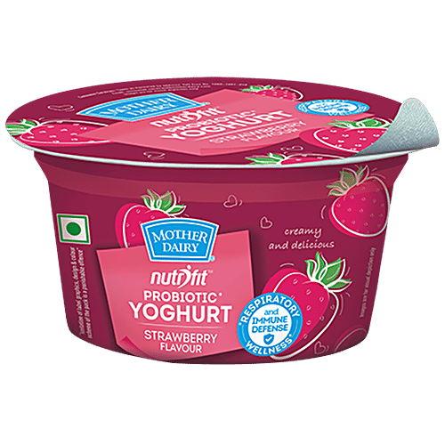Buy Mother Dairy Nutrifit Probiotic Yoghurt - Strawberry Flavour Online ...