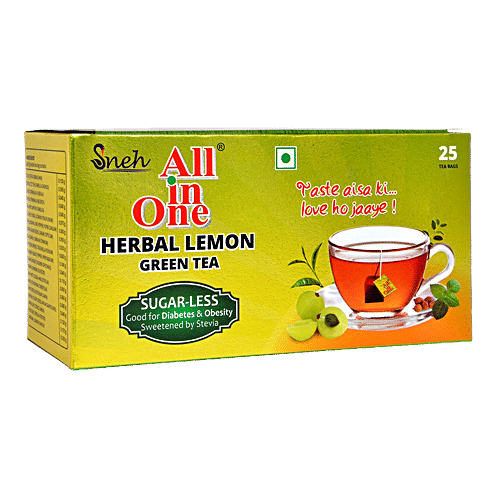 Buy All in One Herbal Green Tea - Lemon, Sugarless Bags Suitable For ...