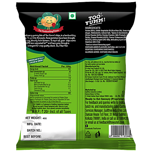 Buy Too Yumm! Potato Chips - American Style Cream & Onion Online at ...