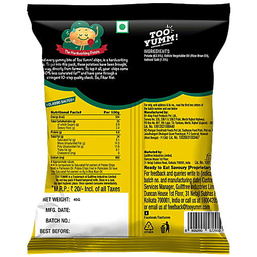 Buy Too Yumm! Potato Chips - Classic Salted Online at Best Price of Rs ...