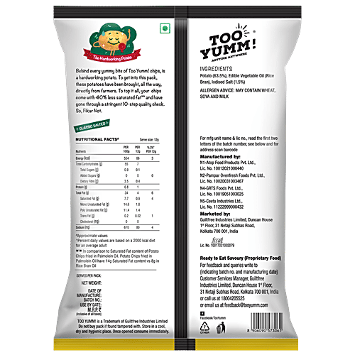 Buy Too Yumm! Potato Chips - Classic Salted Online at Best Price of Rs ...