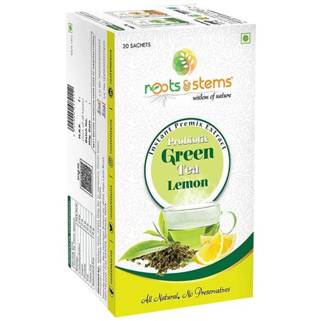 Buy ROOTS & STEMS Green Tea - Probiotic Premix, Lemon Online at Best ...