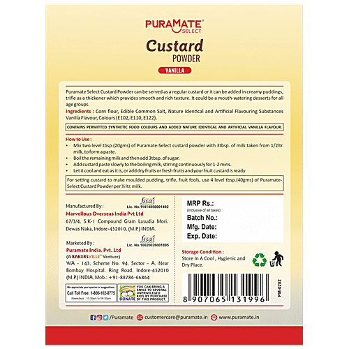Buy Puramate Custard Powder - Vanilla Online at Best Price of Rs 135 ...