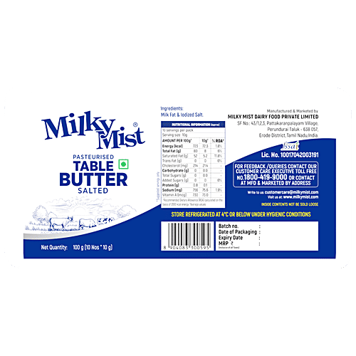 Buy Milky Mist Table Butter Chiplet - Instant Nutritional Boost, Rich ...