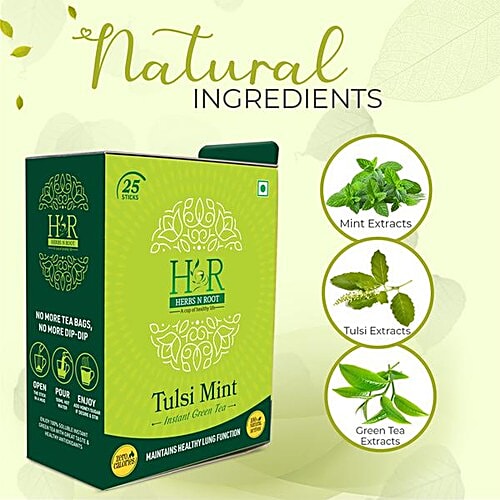 Buy Herbs N Root Tulsi Mint Instant Green Tea - Mint Flavour, Boost Immunity, Maintains Healthy ...