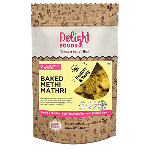 Buy Delight Foods Baked Methi Mathri - Olive Oil Used Online at Best ...