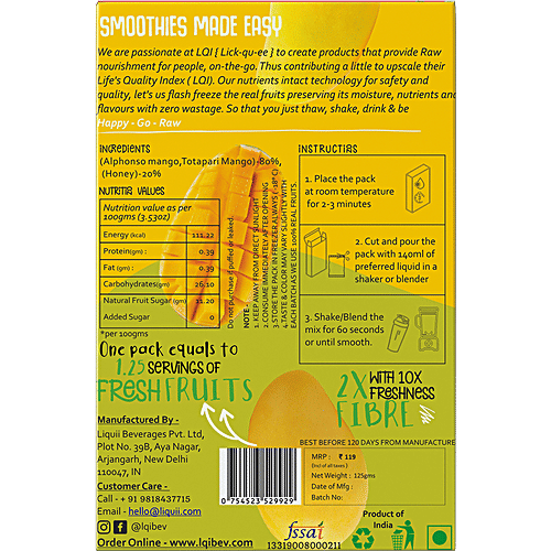 Buy LQI Mango Mojo Smoothie Pack - Fresh Fruits, Ready To Make Online ...