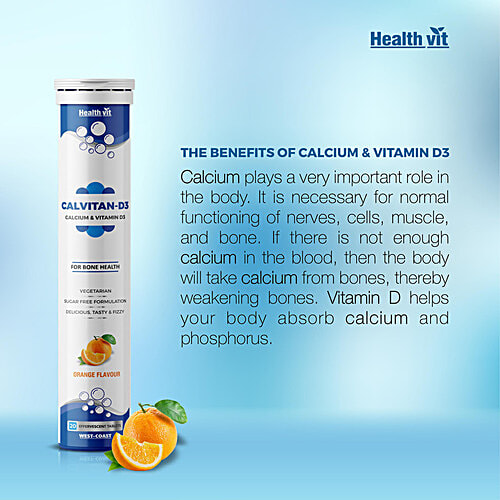 Buy Healthvit Calvitan-D3 Calcium & Vitamin D3 Effervescent Tablets ...
