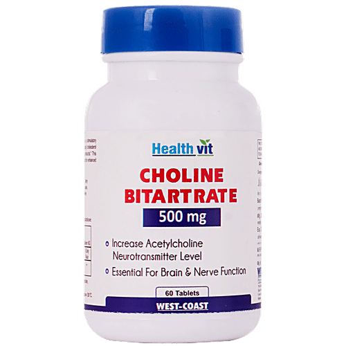 Buy Healthvit Choline Bitartrate 500 mg Tablets - Essential For Brain ...