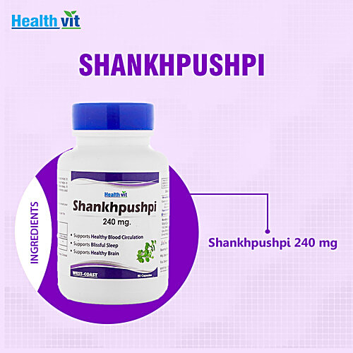 Buy Healthvit Shankhpushpi Pure Extract 240 mg Capsules - Healthy Blood ...