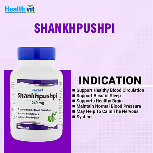 Buy Healthvit Shankhpushpi Pure Extract 240 mg Capsules - Healthy Blood ...