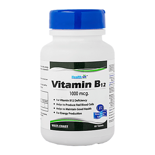 Buy Healthvit Vitamin B12 Methylcobalamin 1000 mcg Tablets - Produce ...