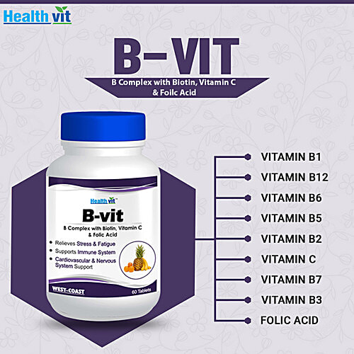 Buy Healthvit B-Vit B Complex Tablet - With Biotin, Vitamin C & Folic ...