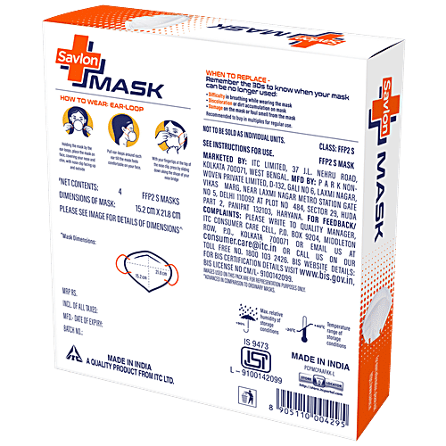 Buy Savlon Face Mask - FFP2 S With 95 % Protection From Particles & 5 ...