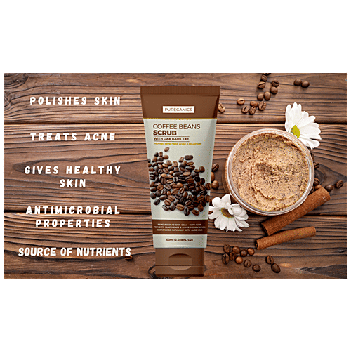 Buy PUREGANICS Coffee Beans Scrub With Oak Bark Extract - Removes Dead Skin Cells Online at Best ...