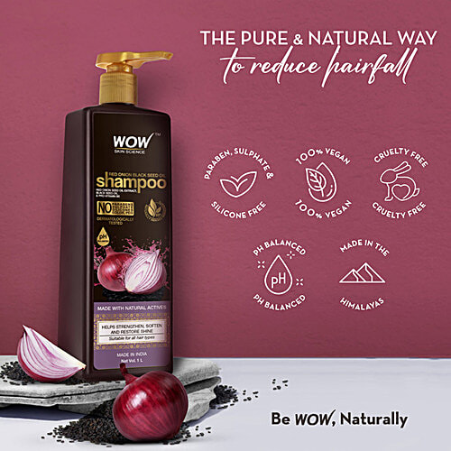 Buy Wow Skin Science Red Onion Black Seed Oil Shampoo - No Parabens, pH ...