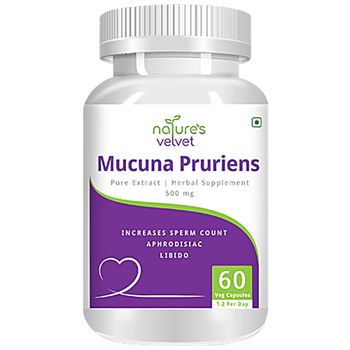 Buy Natures Velvet Mucuna Puriens Veggie Capsules - 500 mg, For Men's ...
