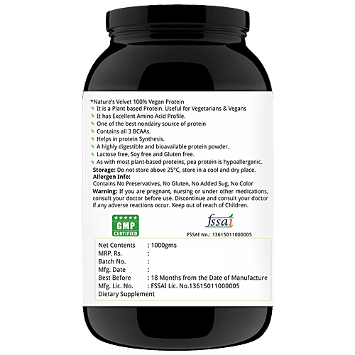 Buy Natures Velvet Plant Based Protein Isolate - 100% Vegan & Rich In ...
