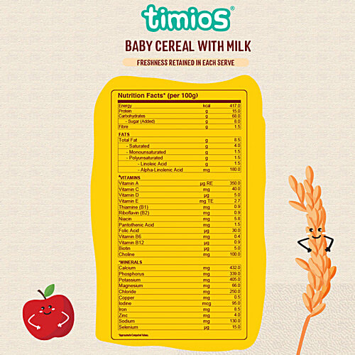 Buy Timios Baby Cereal With Milk - Rice Apple, 6+ Months Online at Best ...