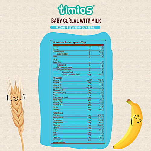 Buy Timios Baby Cereal With Milk - Wheat Banana, 8+ Months Online at ...