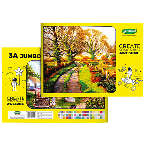 Buy Sundaram 3A Jumbo Drawing Book - Yellow, A4, 36 Pages Online at ...