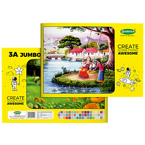 Buy Sundaram 3A Jumbo Drawing Book - Yellow, A4, 36 Pages Online at ...