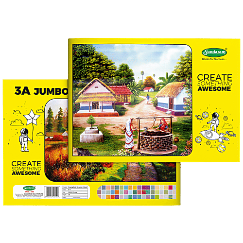 Buy Sundaram 3A Jumbo Drawing Book - Yellow, A4, 36 Pages Online at ...