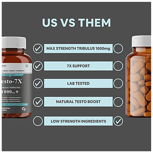 Buy Carbamide Forte Testo-7X Tribulus 1000mg Testosterone Vegetarian ...