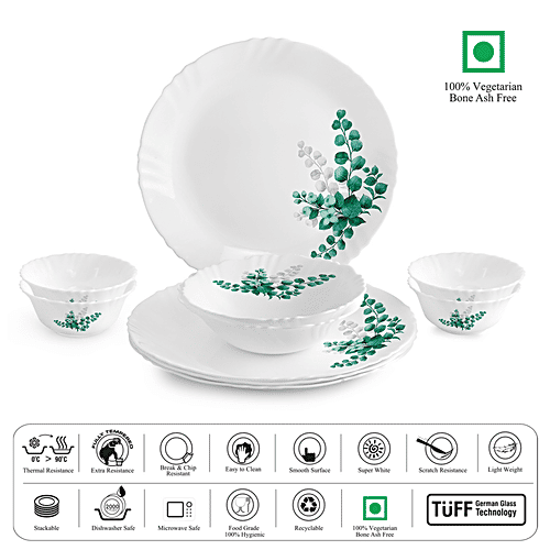 Buy Cello Opalware Dinner Set - Aqua Leaves Online at Best Price of Rs 1199 - bigbasket