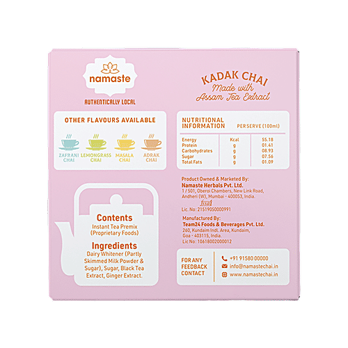 Buy NAMASTE CHAI 3-In-1 Instant Tea Premix - Kadak Chai, Assam Online ...