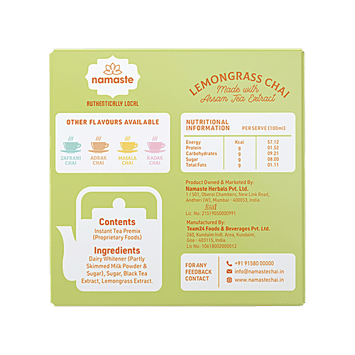 Buy NAMASTE CHAI 3-In-1 Instant Tea Premix - Lemongrass Flavour, Assam ...