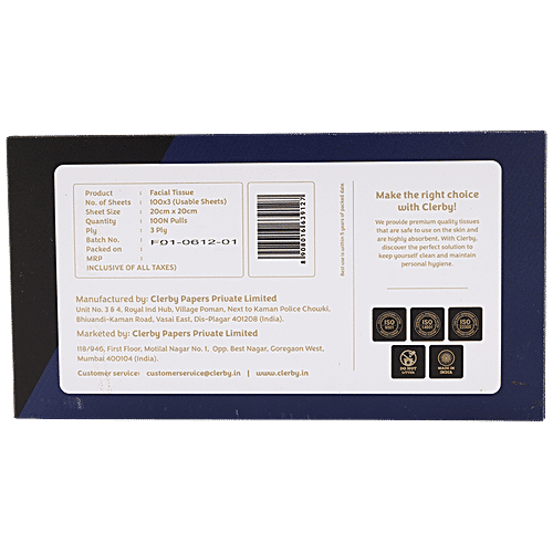 Buy CLERBY Gold Facial Tissues - Highly Absorbent & Soft, 3 Ply Online ...