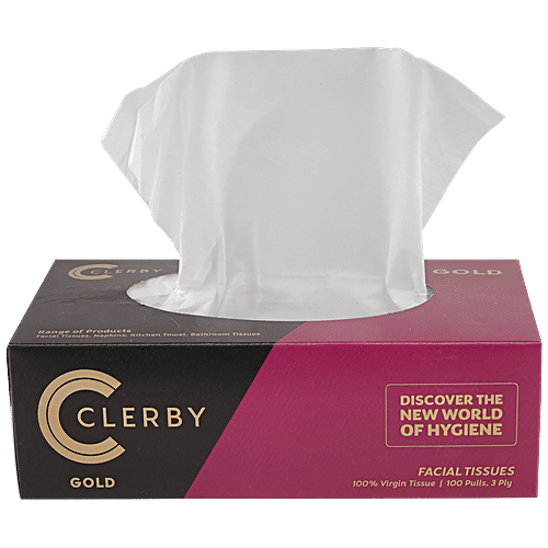 Buy CLERBY Gold Facial Tissues - Highly Absorbent & Soft, 3 Ply Online ...