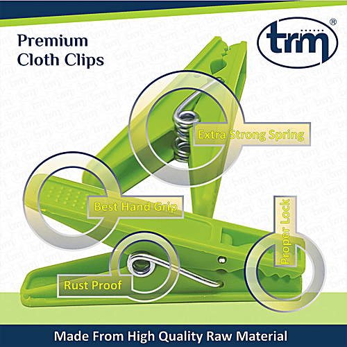 Buy Trm Premium Plastic Hanging Cloth Drying Clips - 2mm, Green Online ...