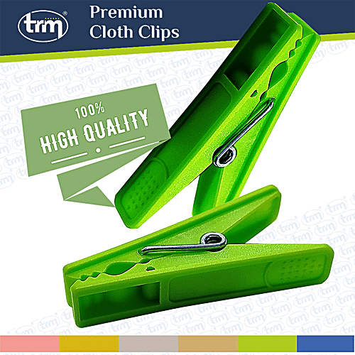 Buy Trm Premium Plastic Hanging Cloth Drying Clips - 2mm, Green Online ...