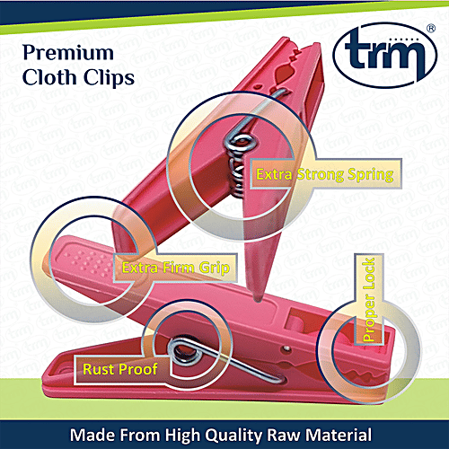 Buy Trm Premium Plastic Hanging Cloth Drying Clips - 2mm, Pink Online ...