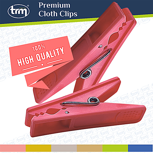 Buy Trm Premium Plastic Hanging Cloth Drying Clips - 2mm, Pink Online ...