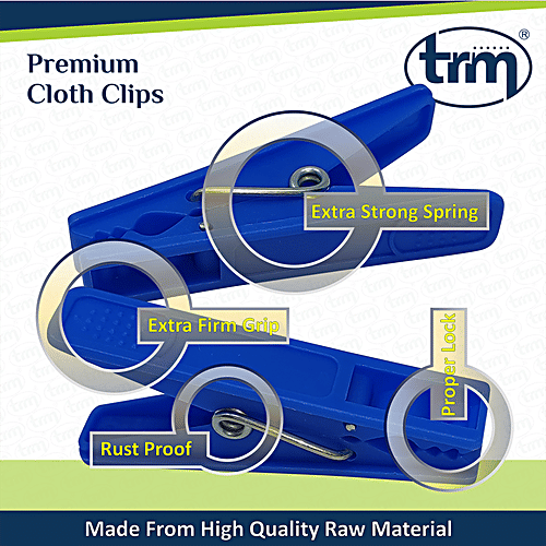 Buy Trm Premium Plastic Hanging Cloth Drying Clips - 2mm, Blue Online ...