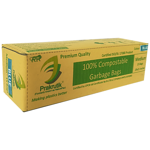 Buy Prakrutik Compostable Garbage Bag - Medium, Blue Roll, 19x21 Online ...