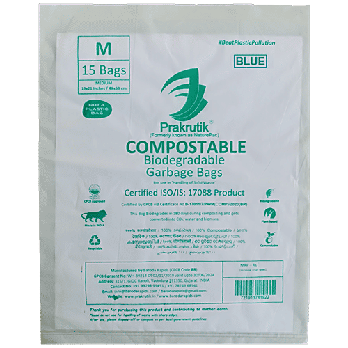 Buy Prakrutik Compostable Garbage Bag - Medium, Blue, 19x21 Online at ...