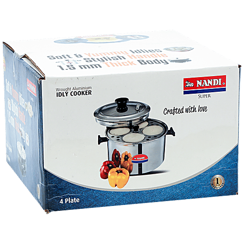 Buy Nandi Aluminium Idli Cooker - With 4 Plates, Strong & Sturdy, Easy ...