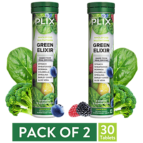 Buy PLIX Green Elixir Wholefood Multivitamin Effervescent Tablet ...