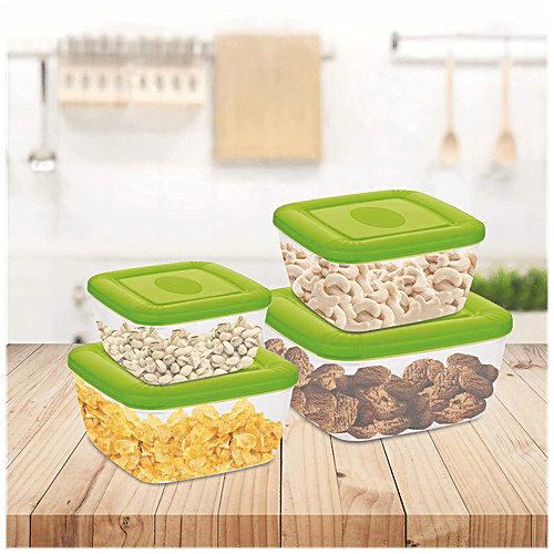 Buy Asian Flora Dryfruit Plastic Dabba/Container Set - BPA-Free, Green ...
