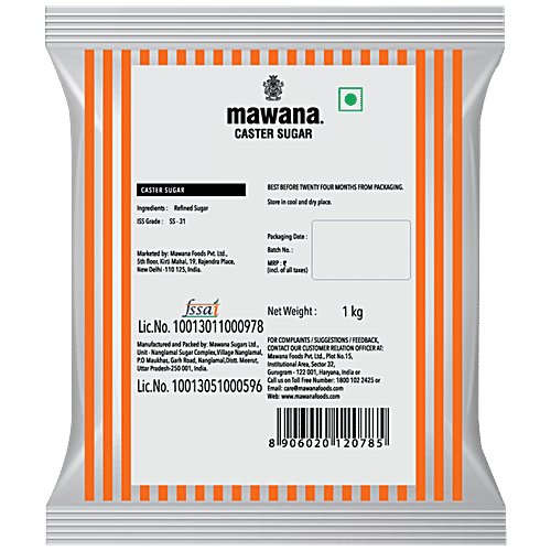 Buy Mawana Castor Sugar - With Fine Crystals, Soft, Dissolves Easily ...