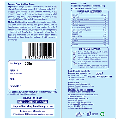 Buy Bambino Daily Pasta - Penne, Made From Semolina Online at Best ...